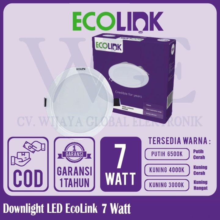 Lampu LED Panel Bulat Ecolink DownLight - 7watt 7 watt 7w 7 w 7watt / plafon / KUNING / PUTIH ...
