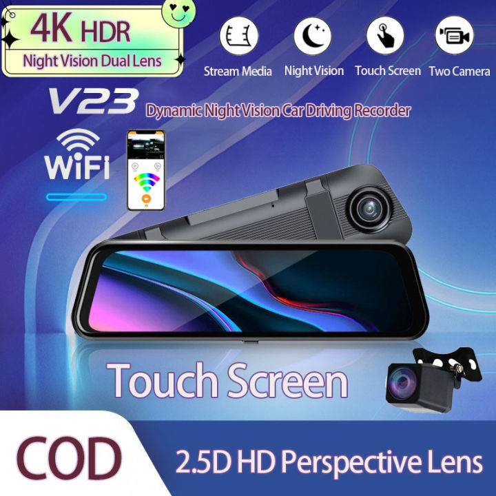 V23 HD Car Dash Cam 4K Sony Lens WIFI Mobile APP Full Screen Touch ...