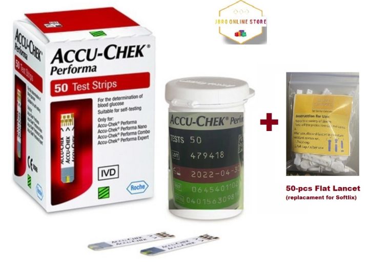 Accu-Chek Performa 50 Test Strips Sheets with 50-pcs Flat Lancet ...