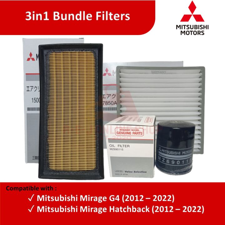 3in1 BUNDLE Filters For Mitsubishi Mirage G4 and Hatchback HB (2012 - 2023) | Lazada PH