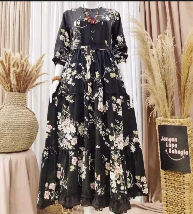 GAMIS MONALISA MOTIF BUNGA SAKURA TERBARU | Lazada Indonesia