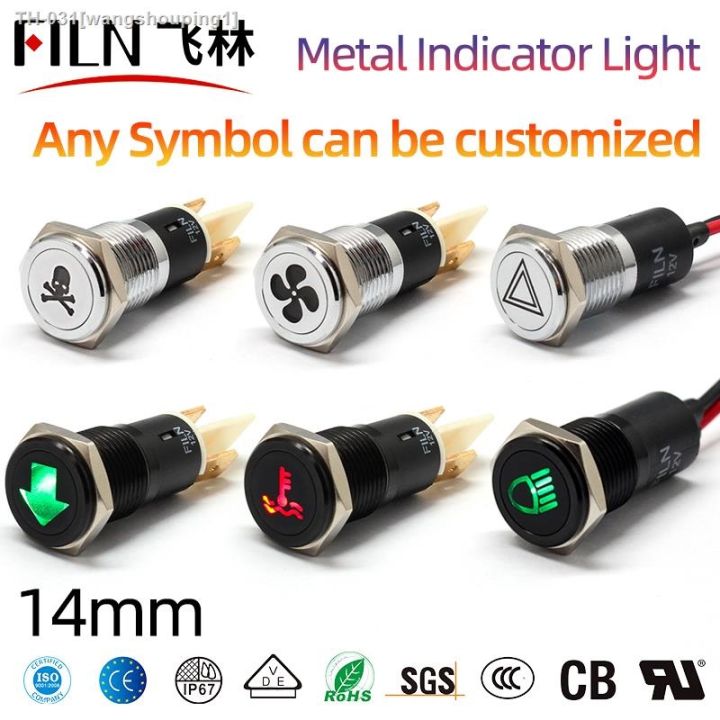 14mm Waterproof Lamp FILN 12V LED Car Signal Lights Instrument Pilot ...