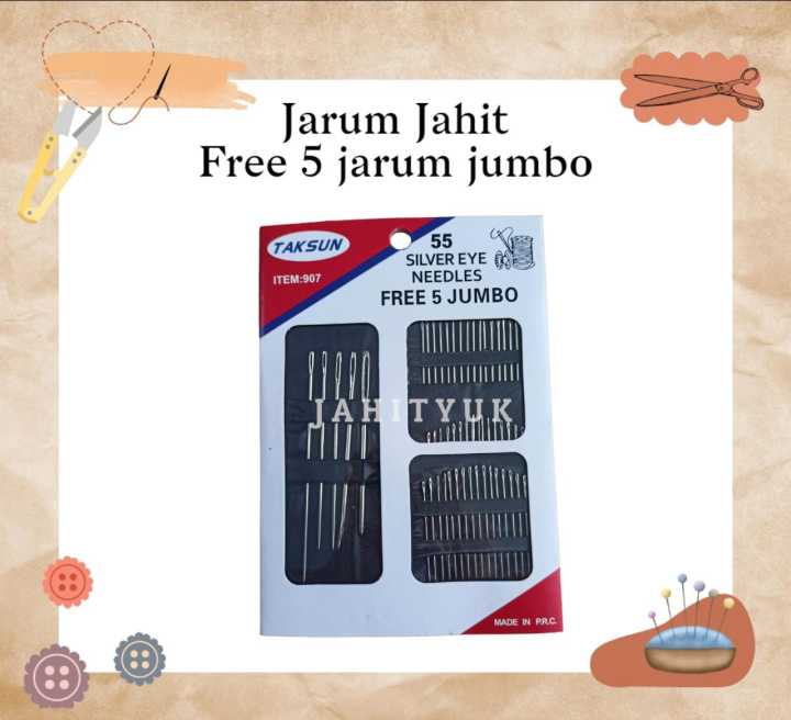 Jarum Jahit Tangan TAKSUN (50 Pcs + 5 EXTRA Jarum Besar) / Jarum Jahit ...