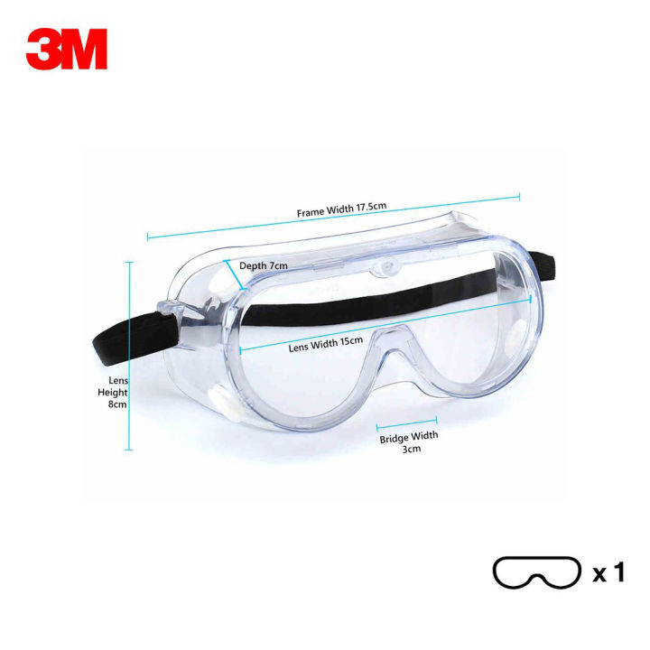 3M 1621AF แว่นกันแรงกระแทก กันลม กันทราย กันฝุ่น กันสารเคมี กันฝ้า กันฝ้า กันลม 1621 | Lazada.co.th