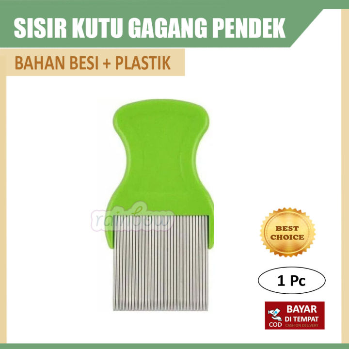 rainbow Sisir Kutu Besi Gagang Pendek Serit Kutu Ketombe Penghilang ...