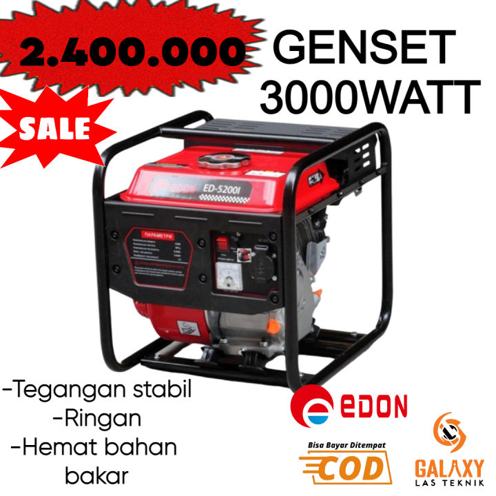GENSET 3000 Watt EDON 5200i Gasoline Generator Generator Bensin 4 tak ...