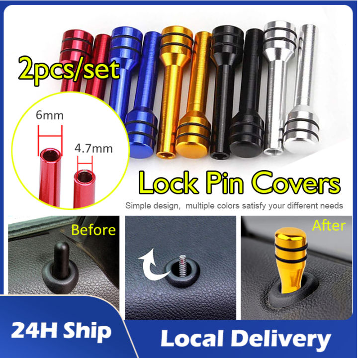 2PCS Lock Pin Cover Car Aluminum Alloy Door Handle Car Safety Door Lock ...