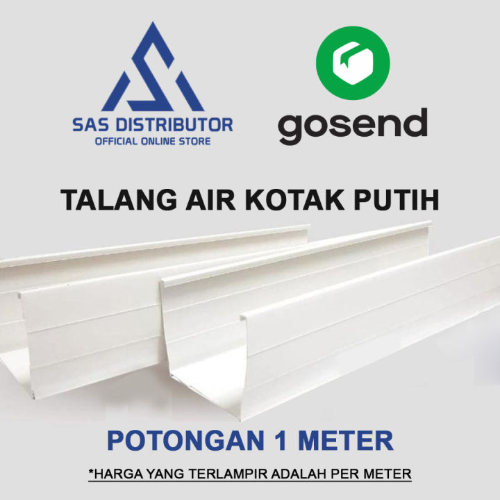 Talang Air Kotak PVC Putih 4" inch / Talang Air Hujan 1 Meter / Talang ...