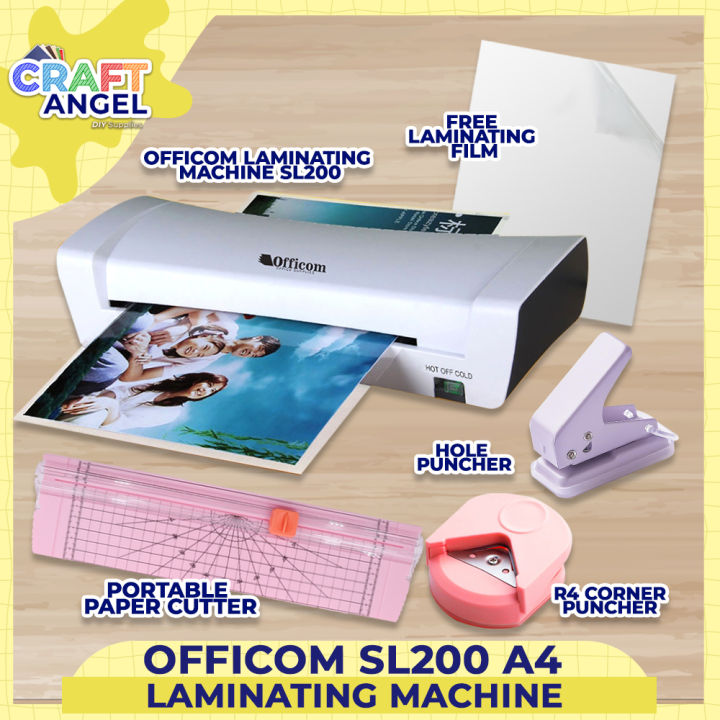 Officom SL200 Laminating Machine A4 Bundle Premium Hot Cold Laminator ...
