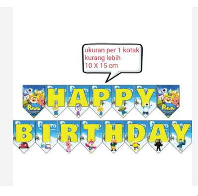 BANNER FLAG PORORO/BUNTING FLAG HAPPY BIRTHDAY TEMA PORORO | Lazada ...