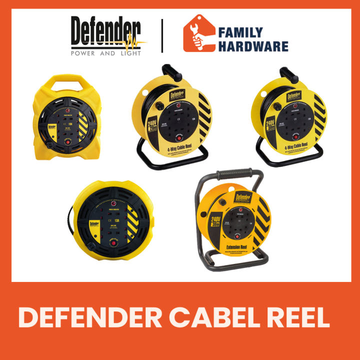 DEFENDER 10M 15M 20M 30M 50M Industrial Extension Cable Reel Wire Reel ...