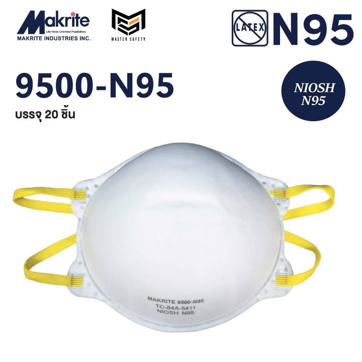 หน้ากากอนามัย Makrite รุ่น 9500-N95 ป้องกันกันฝุ่นและมลภาวะทางอากาศ 1 กล่อง 20 ชิ้น | Lazada.co.th