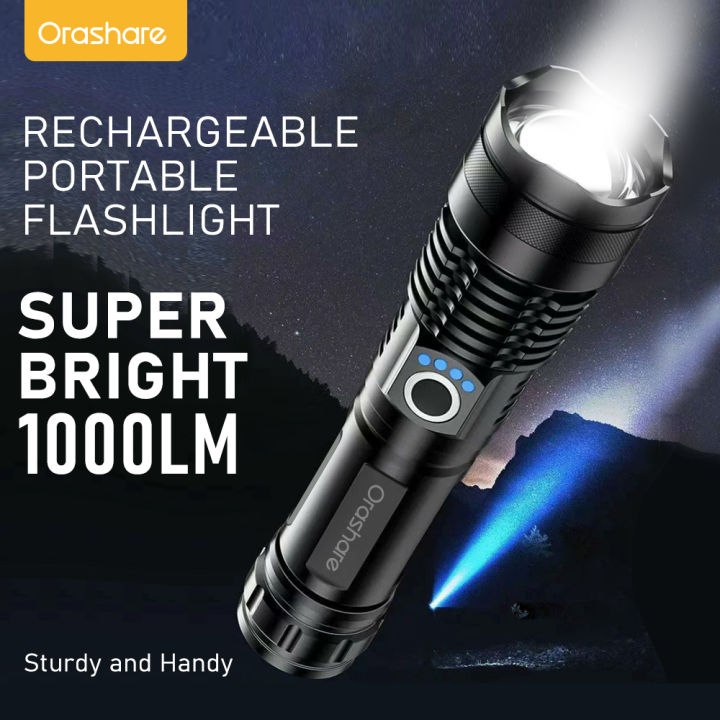 Orashare OL06 Powerful Rechargeable Led Flashlight 1000LM Super Bright ...