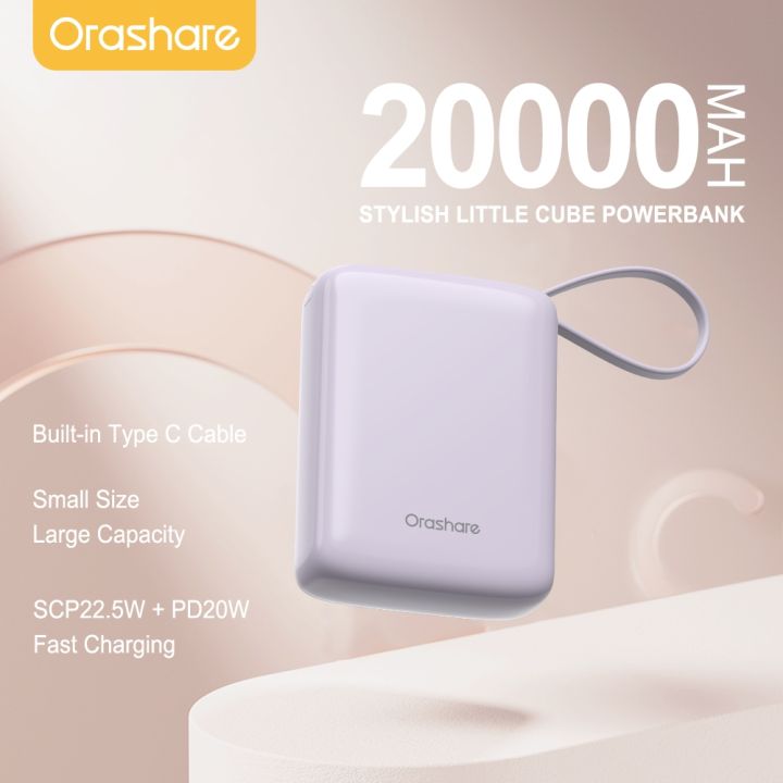 Orashare PM20C Mini Powerbank 20000mAh Built in Type-C Cable 22.5W Fast ...