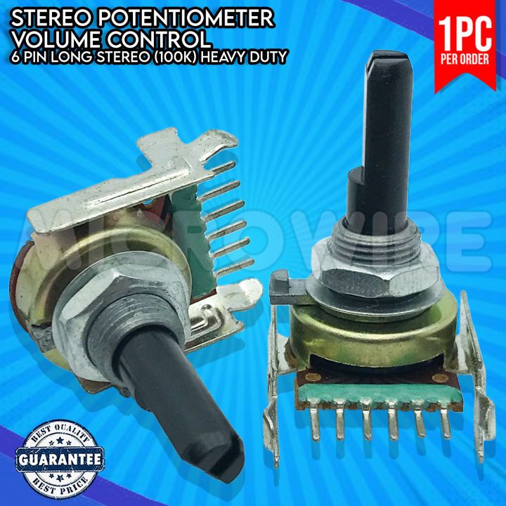 Stereo Potentiometer Volume Control 6 Pin long Stereo (100K) | Lazada PH