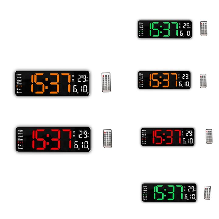 Large Digital Wall Clock Remote Control Temp Date Week Display Timer Countdown Table Clock Wall ...