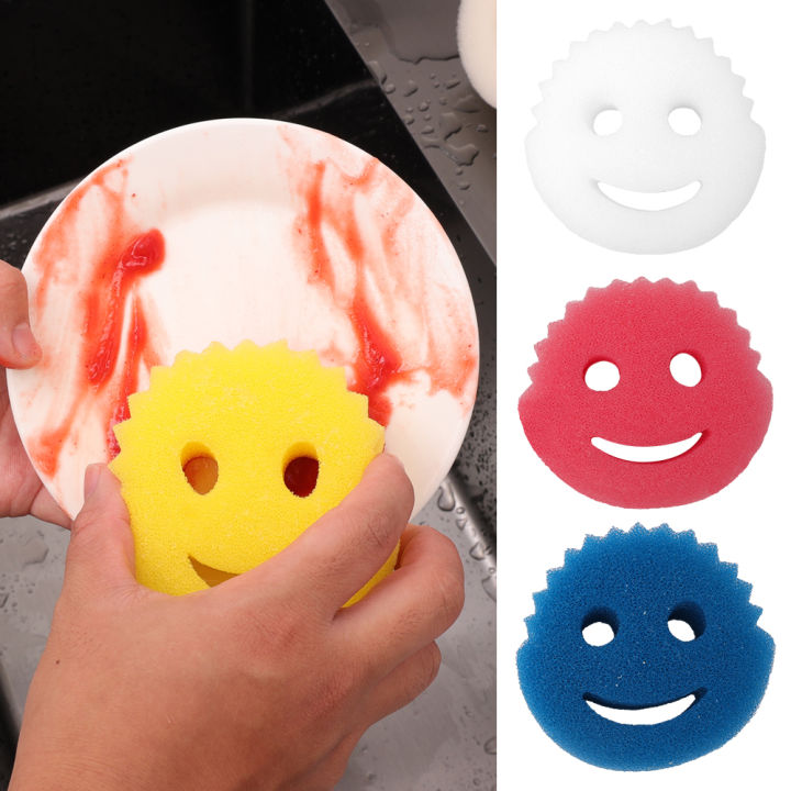 4/1pcs Smiley Face Magic Cleaning Wipe Honeycomb Sponge Household ...