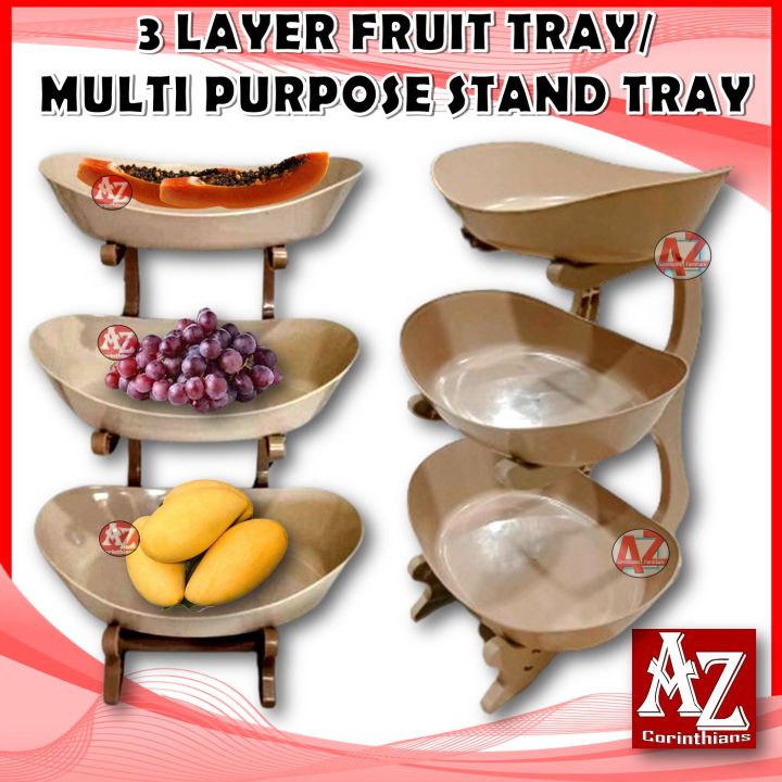 3 layer Fruit Tray, Food Organizer, multi purpose stand Tray, cake display , Party Serving ...