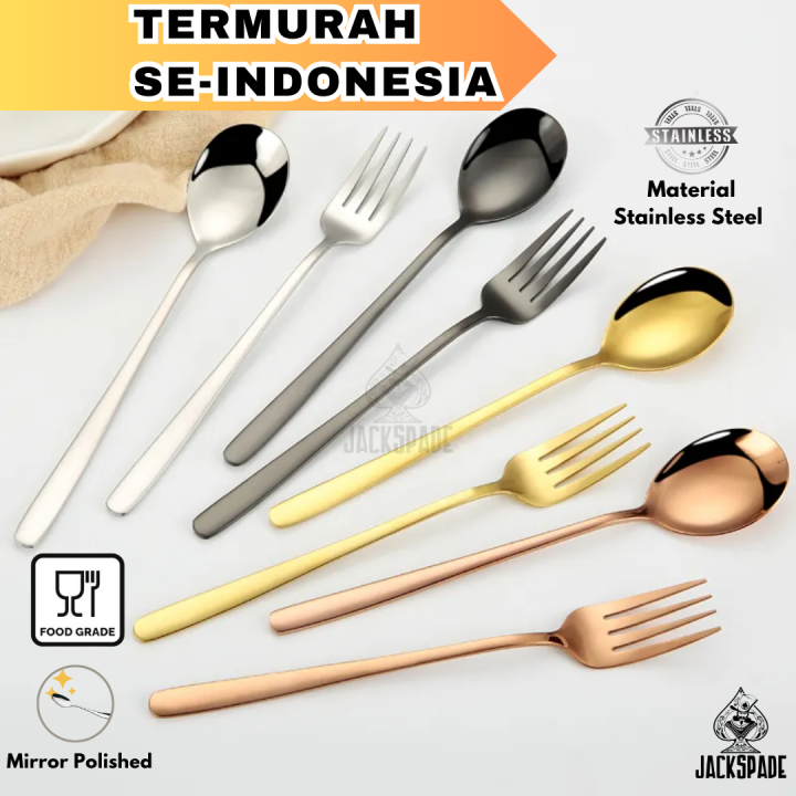 Sendok Garpu Korea Stainless Steel Gold - Alat Makan Sultan Hotel Mewah ...