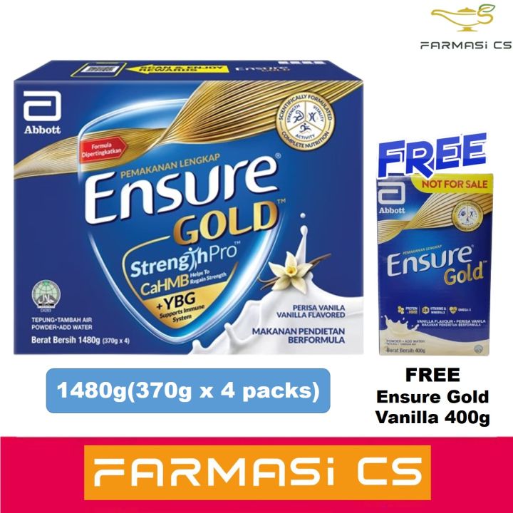 Abbott Ensure Gold Vanilla 1480g (370g x 4 packs) EXP:06/2025 FREE 400g ...