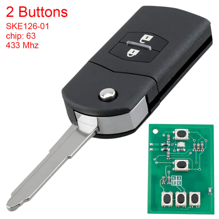 Flip Remote Car Key Fob 2 Buttons 433MHz for MAZDA Car 2 M2 Demio /3 M3 ...