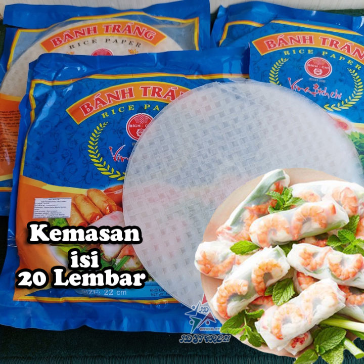 Rice Paper Roll 20 Lembar Kulit Lumpia Bening Vietnam Banh Trang ...