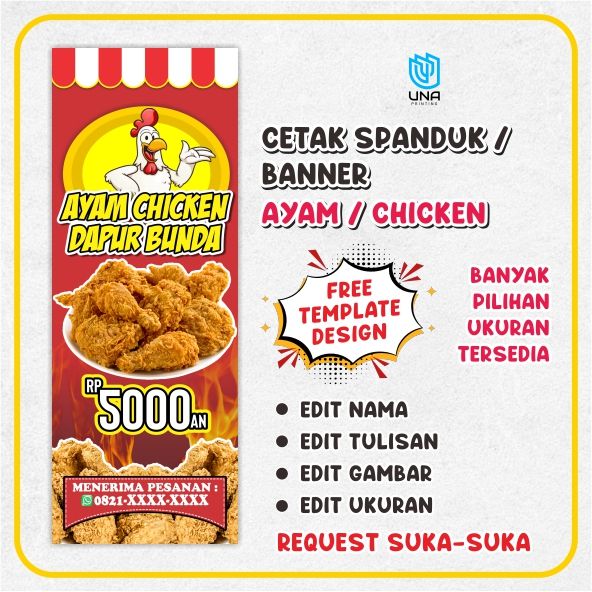 Cetak Spanduk / Banner AYAM CHICKEN Custom Request | Lazada Indonesia