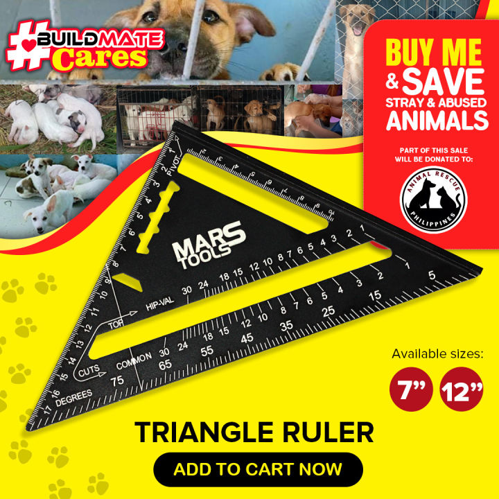 MARS TOOLS 12" Inch Aluminum Alloy Triangle Ruler Woodworking Speed ...