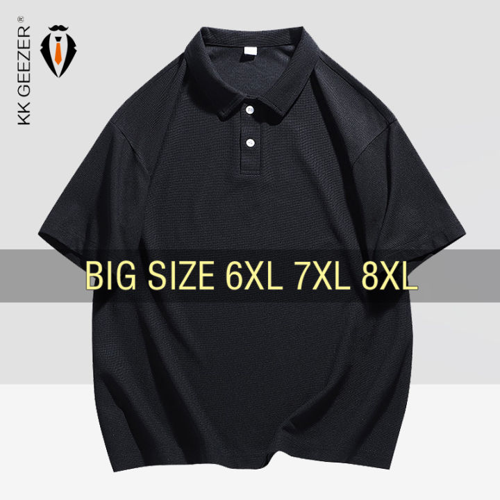 เสื้อยืดแห้งเร็วผ้ายืดโอเวอร์ไซส์สำหรับผู้ชาย7XL 6XL 8XL ยางยืดสำหรับขนาดพิเศษแขนสั้นสีดำระบาย ...