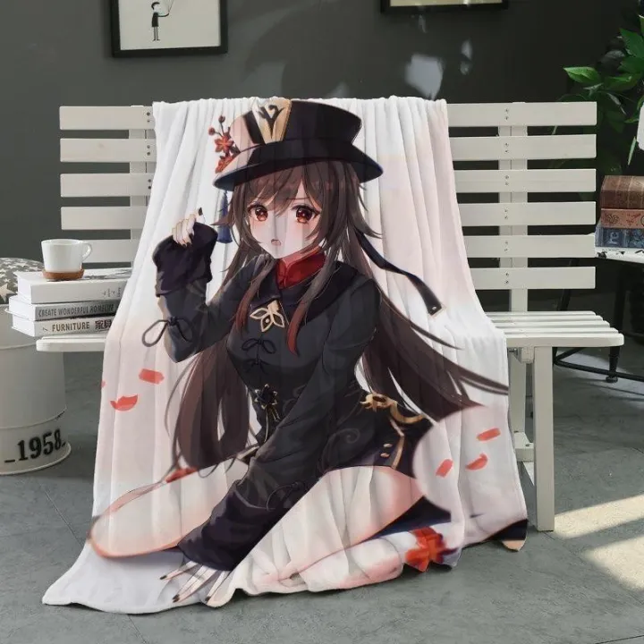 Flannel Blanket Hu Tao Genshin Impact Gamers Cozy Sofa Throws Soft ...