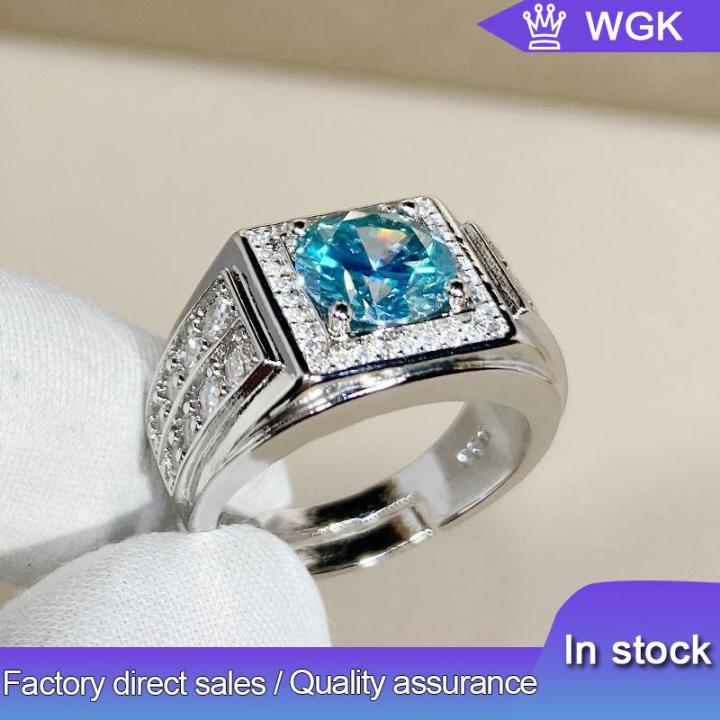 WGK Zircon rhinestone ring for men adjustable opening ring simple and ...
