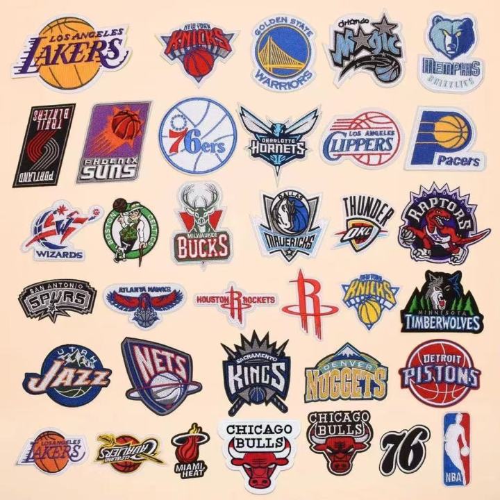 Basketball team logo embroidery cloth stickers NBA badge clothes patch ...