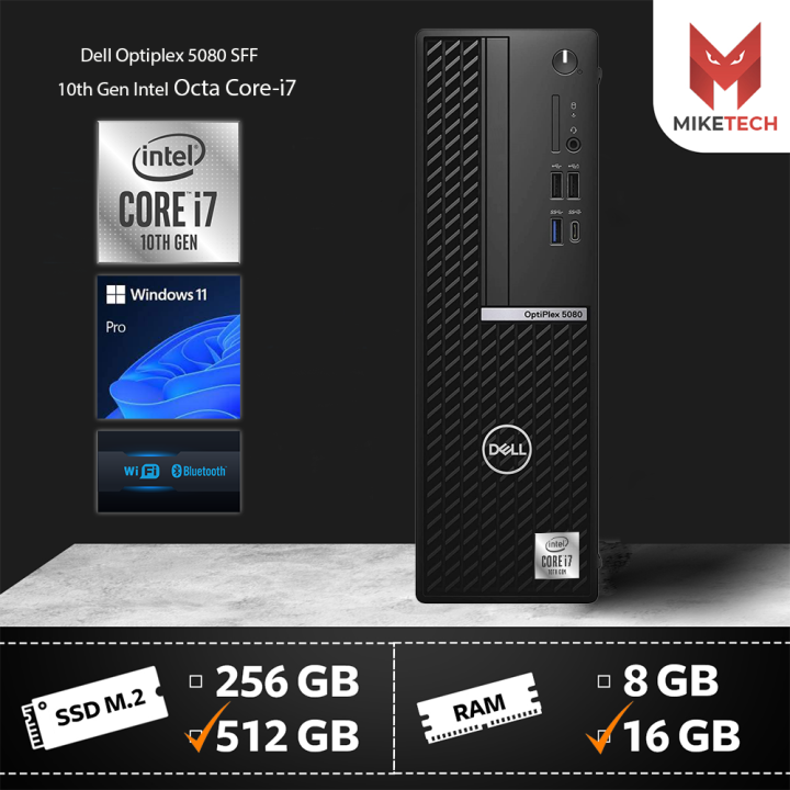 10th Gen Intel Octa Core-i7 Dell Optiplex 5080 SFF Desktop-PC 16GB ...