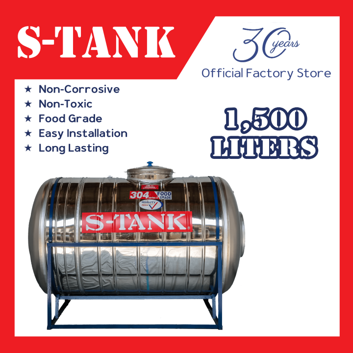 S-Tank Horizontal Stainless Steel Water Tank - 1,500 Liters | Lazada PH