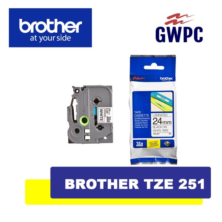 Brother TZE-251 Black on White Label Tape 24mm TZE 251 TZE251 | Lazada PH