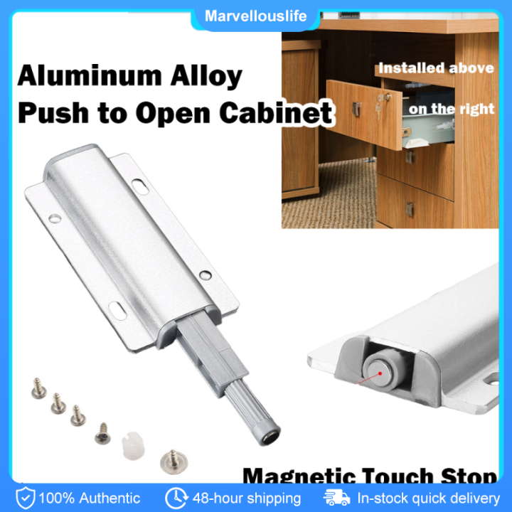 Push To Open Cabinet Aluminum Alloy Magnetic Touch Stop Door Drawe ...