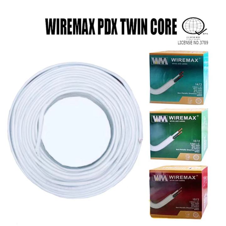 Wiremax Non-Metallic Sheathed PDX TWIN CORE Cable (14/2, 12/2, 10/2) 99 ...