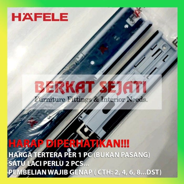 (50cm) HAFELE Rel Laci Double Track Ball Bearing Slide w/ SLOW MOTION ...