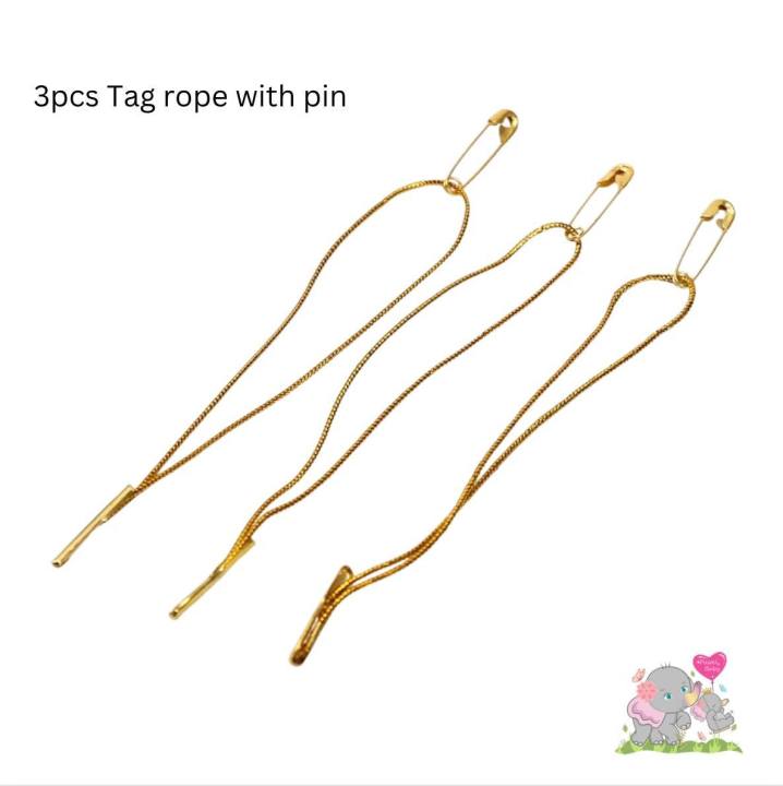 Sold per 3pcs | ROPE ONLY | Golden Tag rope with pin | Universal tag ...