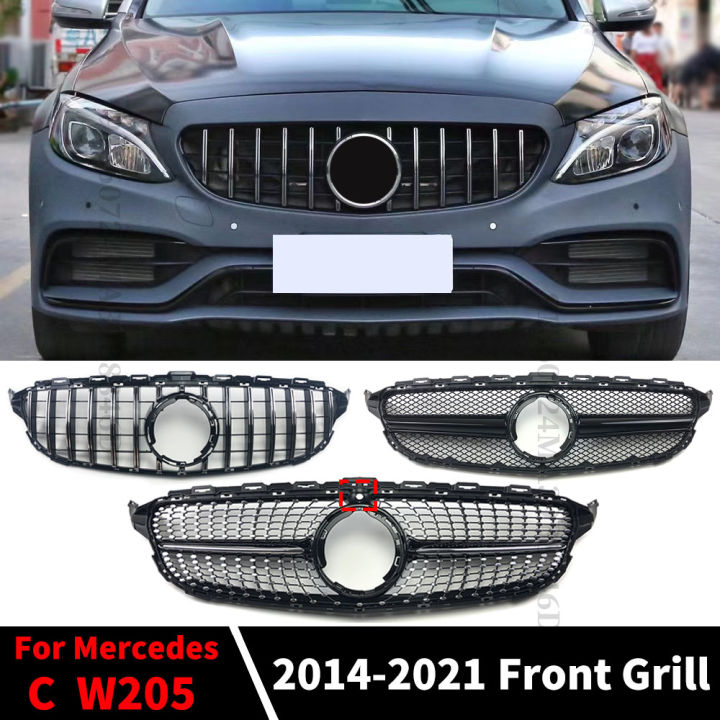 GT GTR Diamond Front Bumper Grille Grill For Mercedes W205 S205 C205 ...