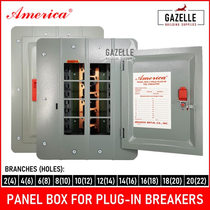America Panel Box for 2 Pole Plug-In Circuit Breakers - 2 / 4 / 6 / 8 ...