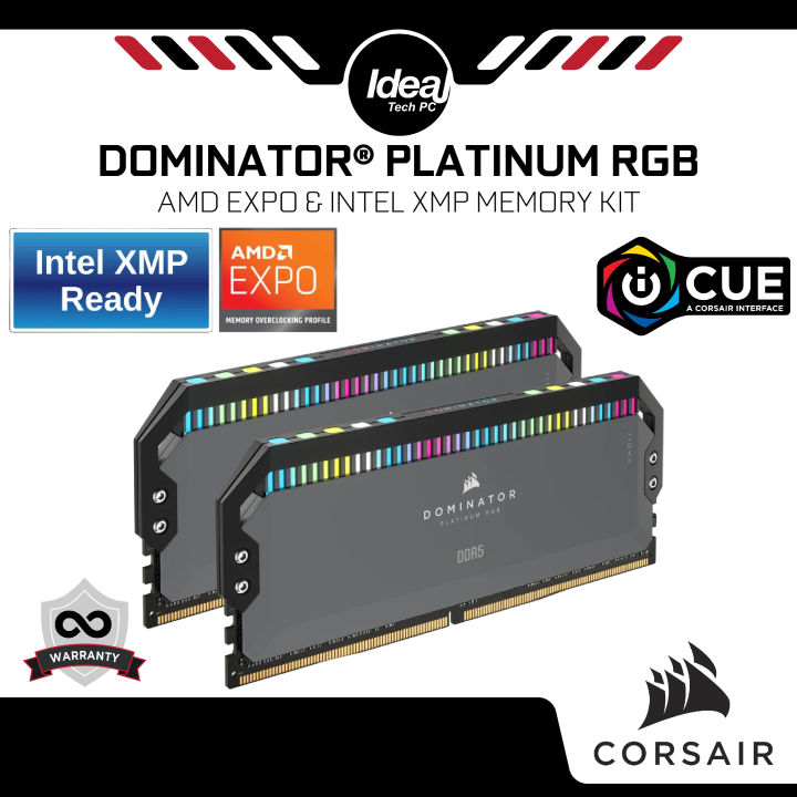 CORSAIR DOMINATOR PLATINUM RGB | BLACK | 5200MT/S / 5600MT/S / 6000MT/S | 32GB / 64GB | CL36 ...