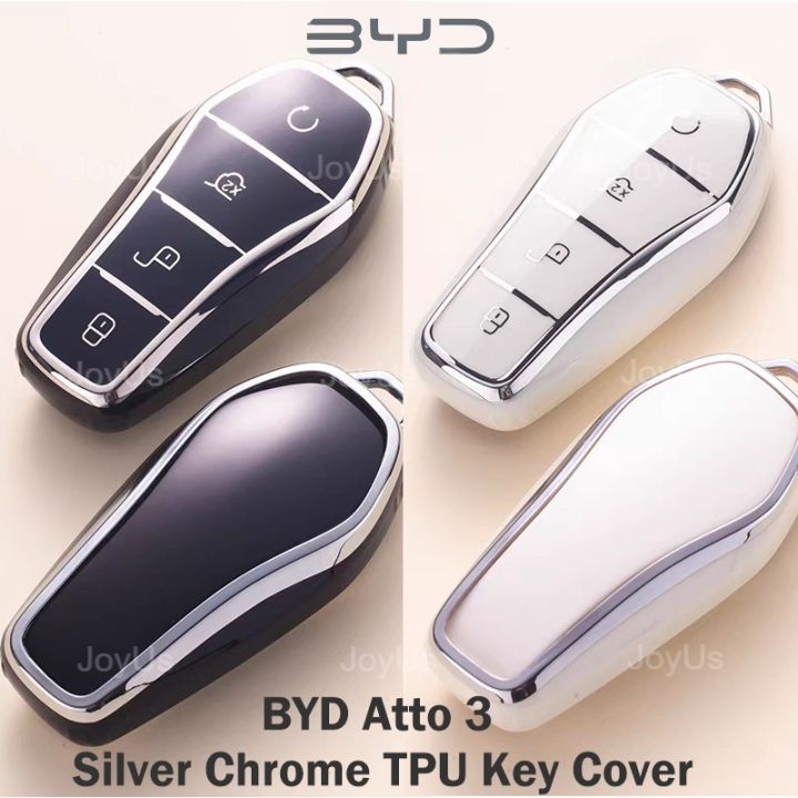 BYD Atto 3 Dolphin Silver Chrome Car Key Cover Premium Quality TPU Key ...
