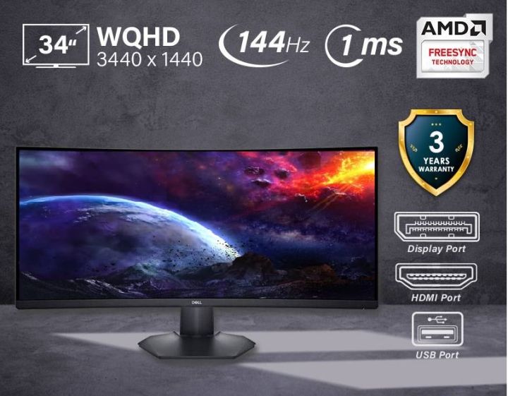 New Dell S3422DWG 144hz/ AW3425DWM 180hz 34"inch 1ms 3440x1440 Curved ...