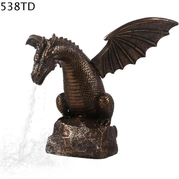 538TD Resin Garden Fountain Dragon Statue Dragon Pattern Retro Water ...