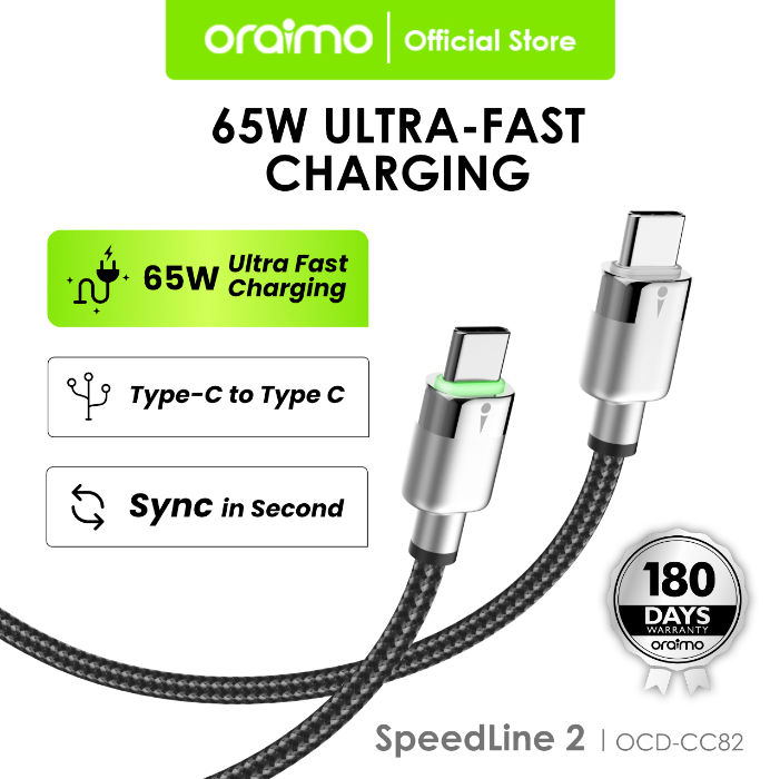 oraimo Kabel Data Speedline Kabel Android Type-C 65W Pengisian Cepat ...