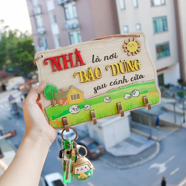Bảng gỗ có móc treo chìa khoá Nhà là nơi bão dừng sau cánh cửa tặng móc ...