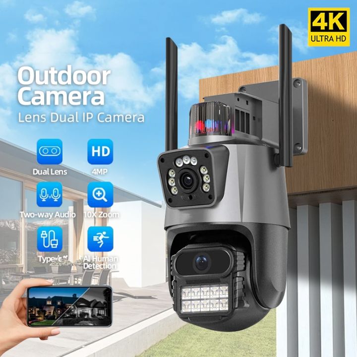 V380 pro Cctv outdoor waterproof HD 8MP Dual Lens WIFI PTZ IP Camera Auto Tracking Waterproof ...
