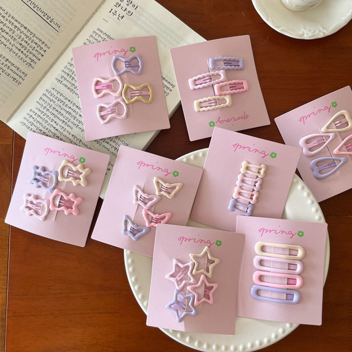 StylishScape 4Pcs set Pink Simple Heart Star Hair Clips For Girls Cute ...