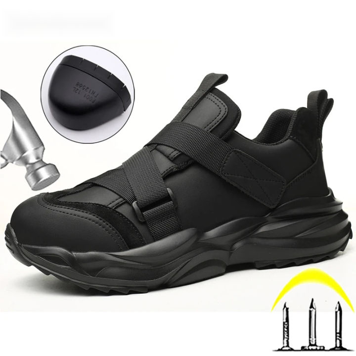 Men Safety Shoes Steel Toe Anti-smash Anti-puncture Work Shoes Puncture ...